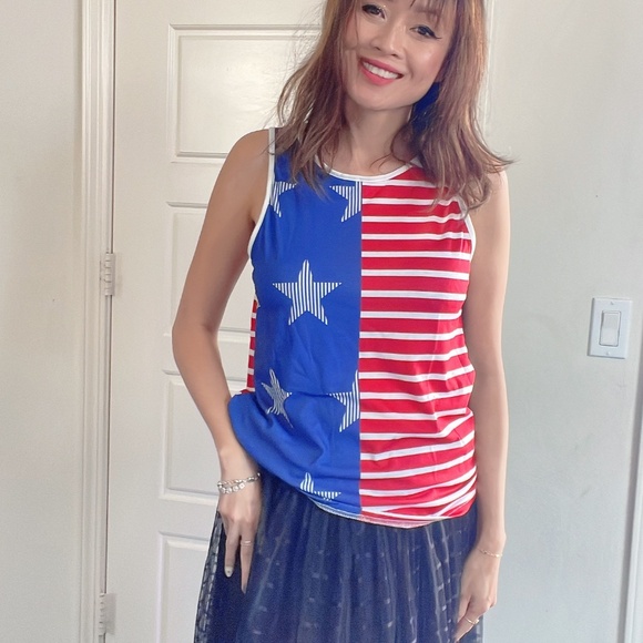Tops | Stars Stripes Print Festive Tank Top | Poshmark